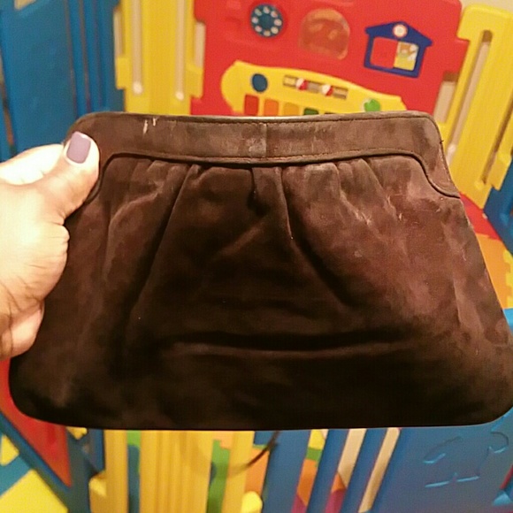 Bags | Vintage Chocolate Suede Clutch | Poshmark